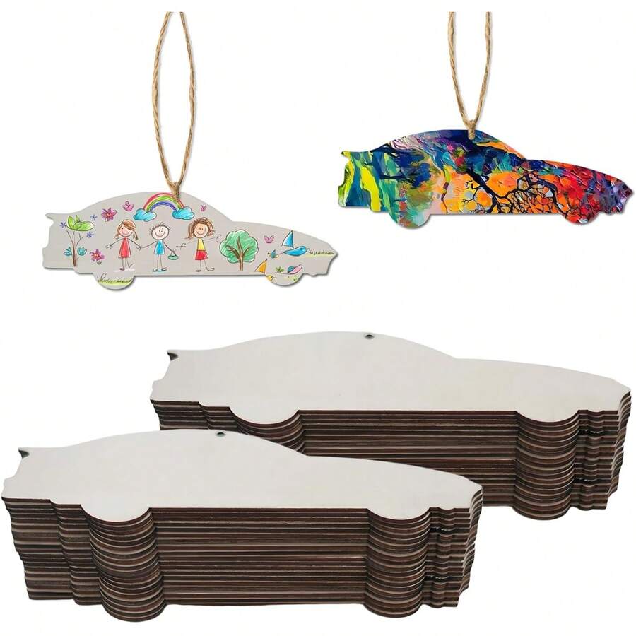 30pcs Wooden Sports Car Ornaments To Paint Unfinished Race Car Cutouts ...