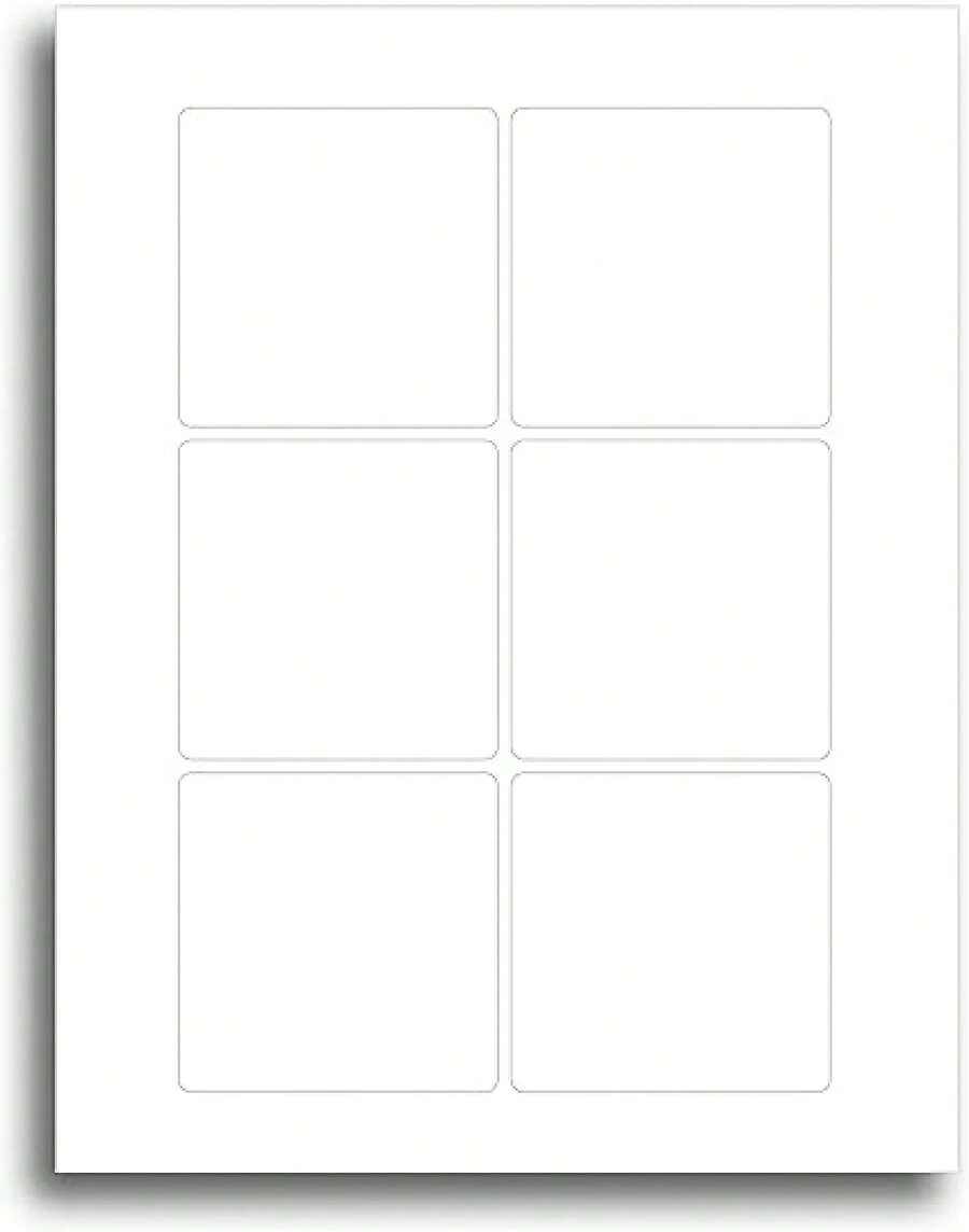 Adhesive Square Labels, 3" X 3" - 25 Sheets / 150 Stickers - Matte ...