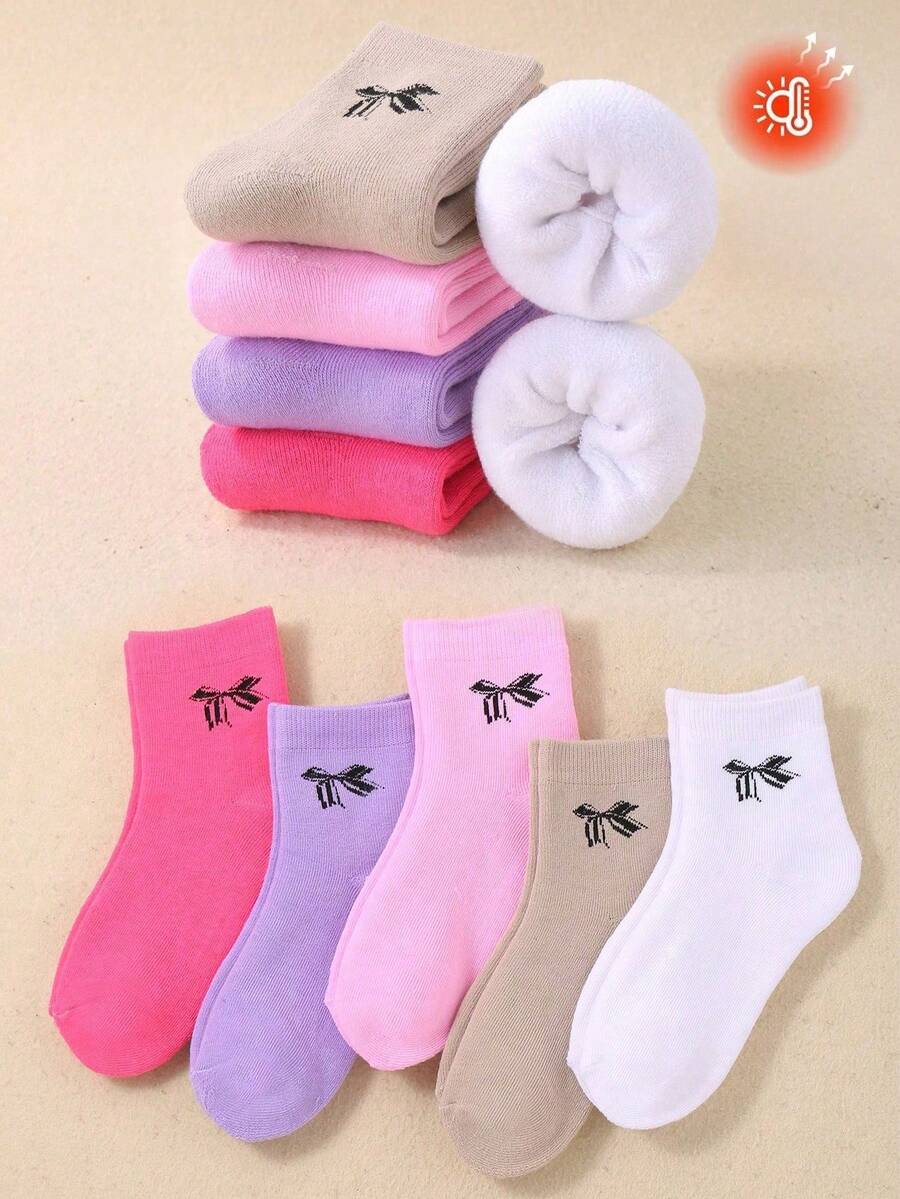 5/1 Pair Solid Color Ankle Socks For Toddler Kids Girls, Soft Fashion ...