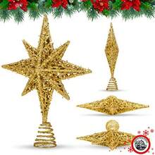 CZ 8 Inch Bethlehem Glitter Gold Star Christmas Tree Topper Tree ...