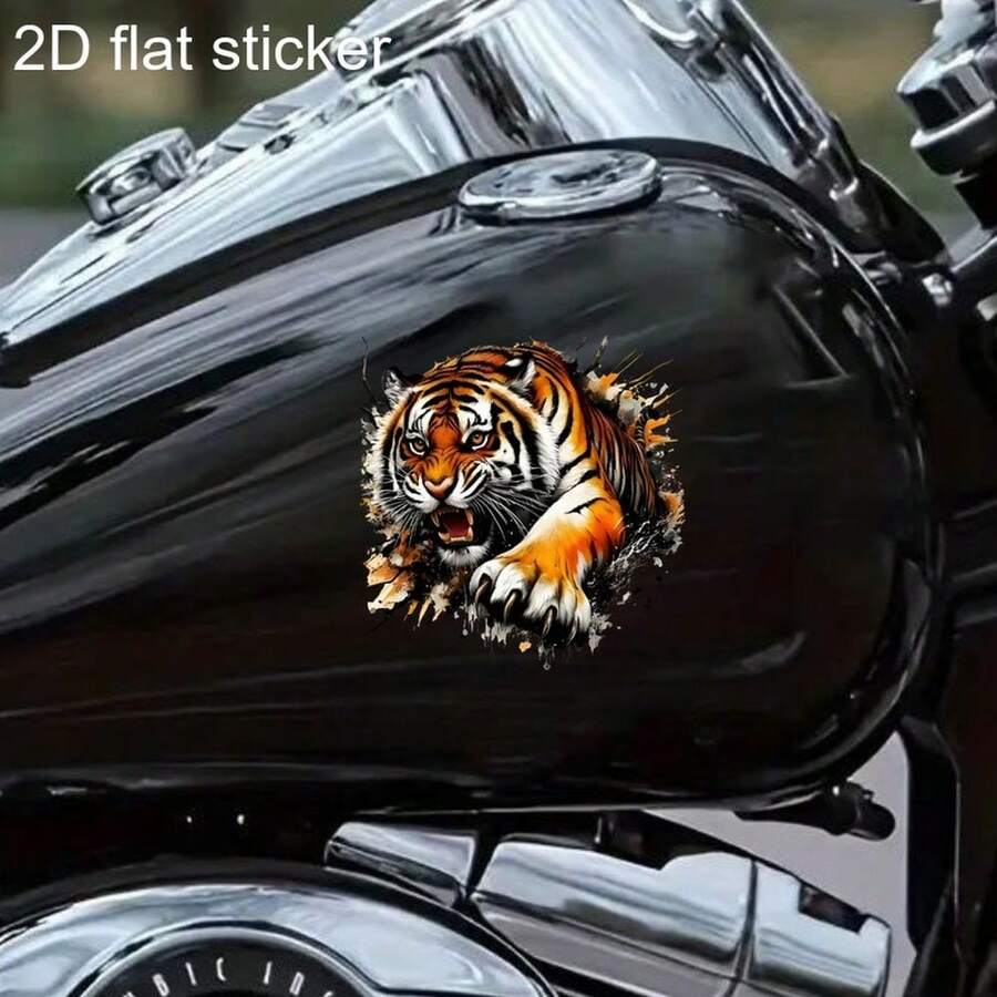 2D Flat Stickers Running Tigerpattern Stickers High Transparency Film ...