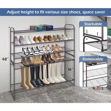 KEETDY Long 3Tier Shoe Rack For Closet Floor Entryway Wide Shoe Storage ...