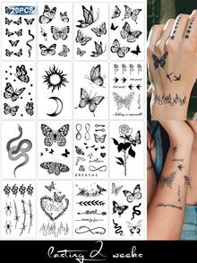 CAT QUEEN ART 20PCS Semi-Permanent Y2K Floral Butterfly Star Moon Sun ...