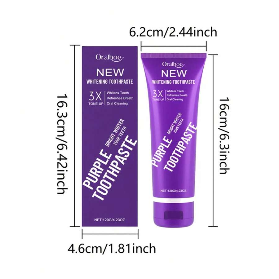 Violet Toothpaste Without Fluoride, Fresh Mint Flavor, Teeth Whitening ...