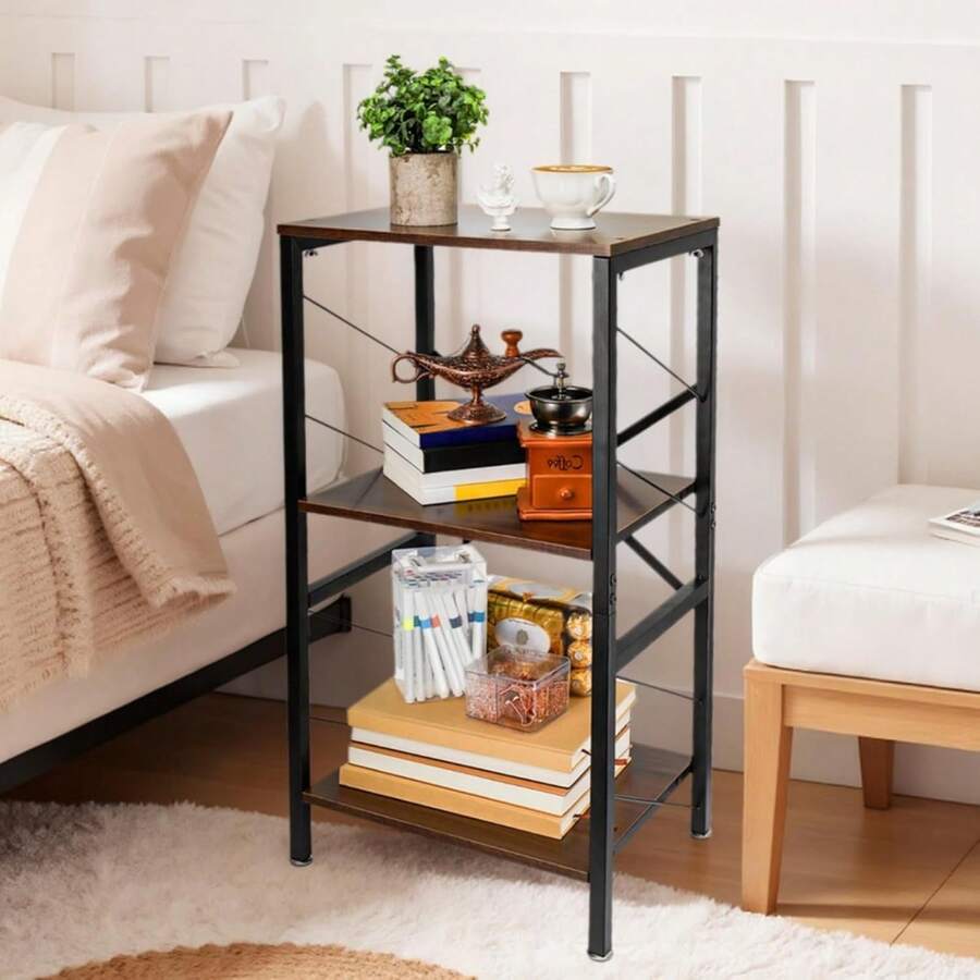 3 Tier Tall End Table, 30'' Height Small Telephone Table Stand, Narrow ...