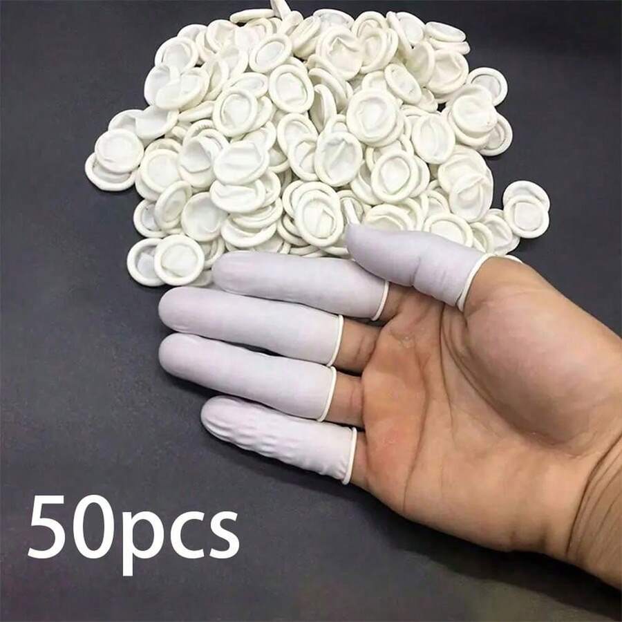 50pcs Latex Finger Cots Disposable Powder-Free Beauty Tattoo Embroidery ...