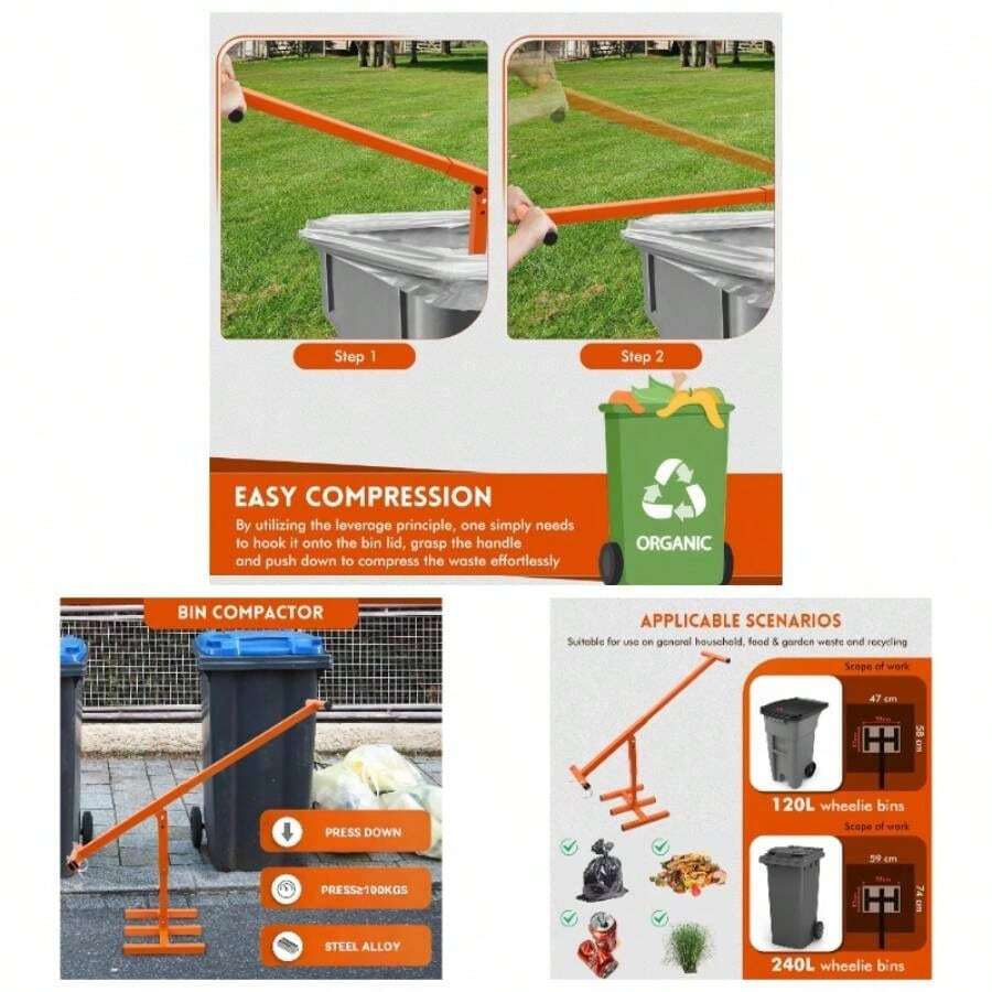 Wheelie Bin Compactor, Manual Rubbish Press 120L And 240L Wheelie Bins ...