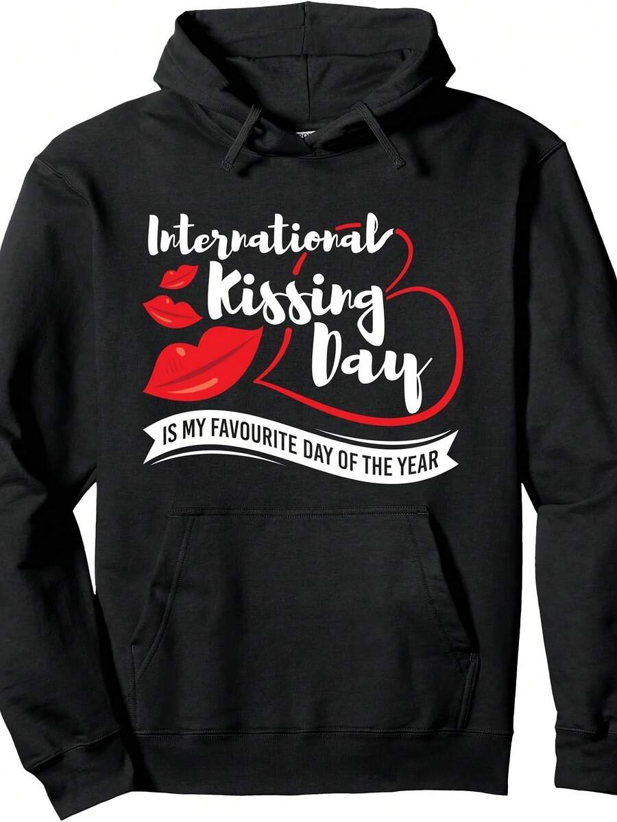 HOT-Funny International Kissing Day Kiss Lips Design Unisex Hooded ...