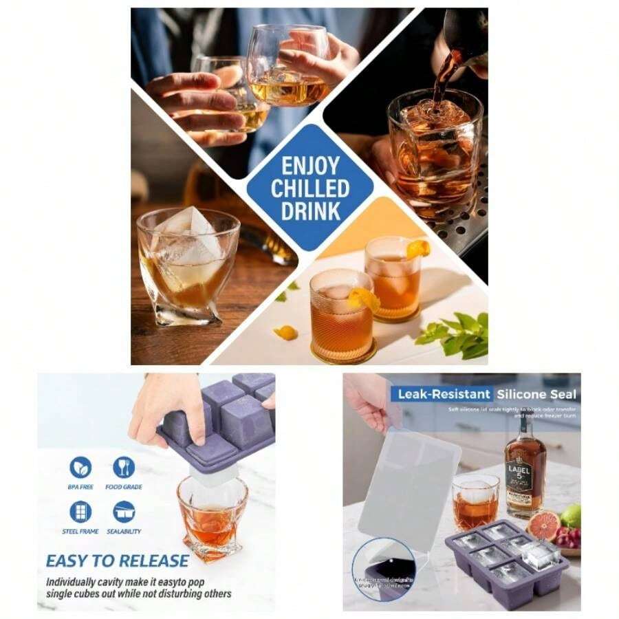 Silicone Cube Tray: 2pack Square Whiskey Large Cube Molds - Old ...
