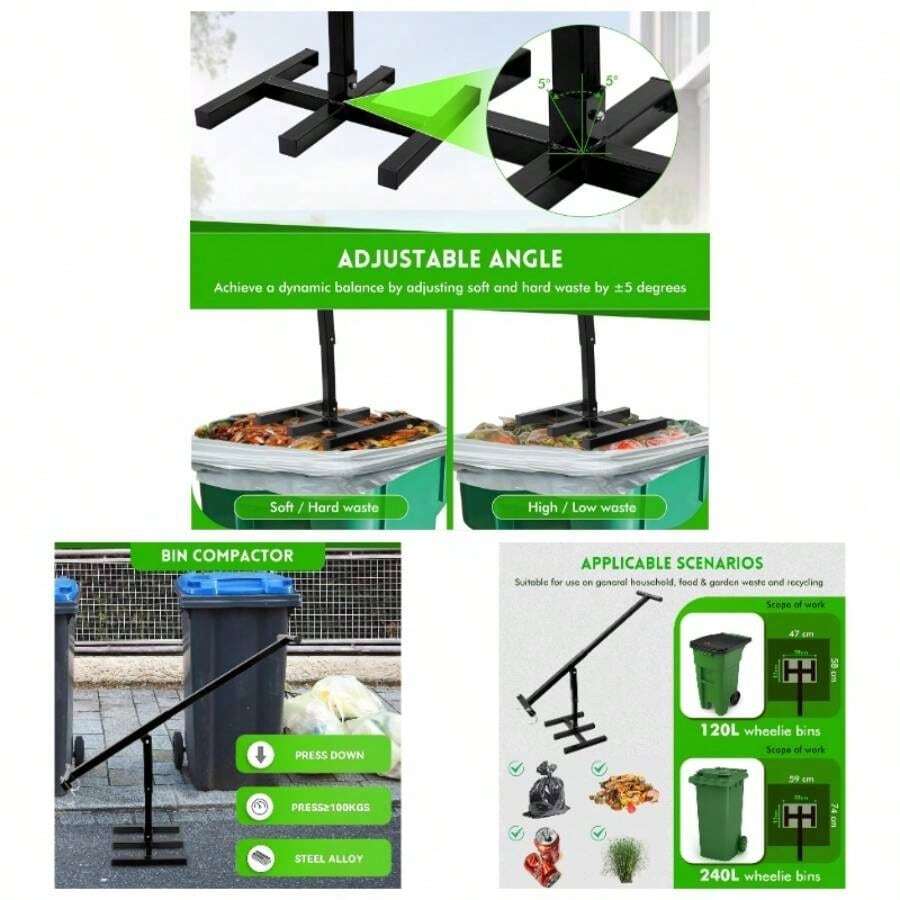 Manual Bin Compactor, Hand Press Rubbish Press Wheelie Bin, Heights ...