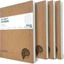 A4 Grid Notebook Set - 4 Pack Graph Paper Journals, 100 Pages, 100gsm ...