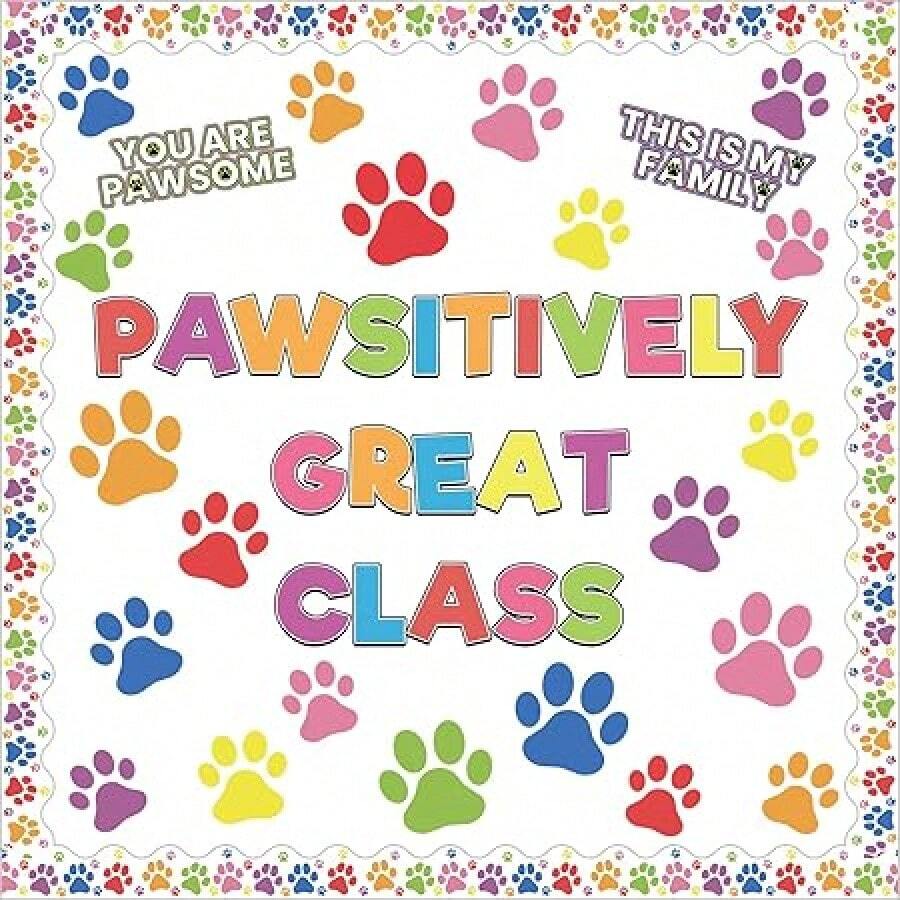 Paw Prints Bulletin Board Classroom Decorations Dog Paw Print Bulletin ...