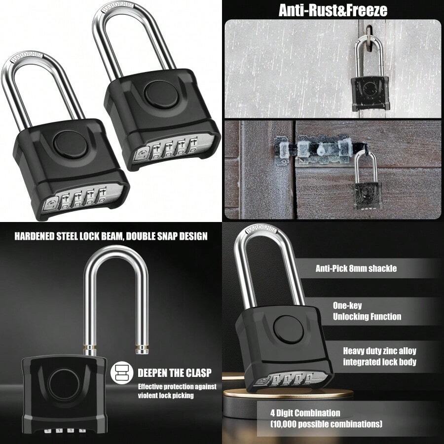 Large Heavy Duty Combination Padlock [Long Shackle 8mm Thick] 54mm ...