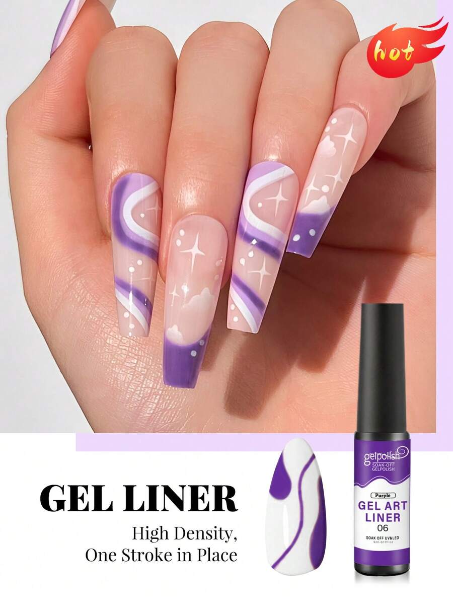 5ml Purple Swirl Gel Nail Polish With Painting Brush, Classic Color ...