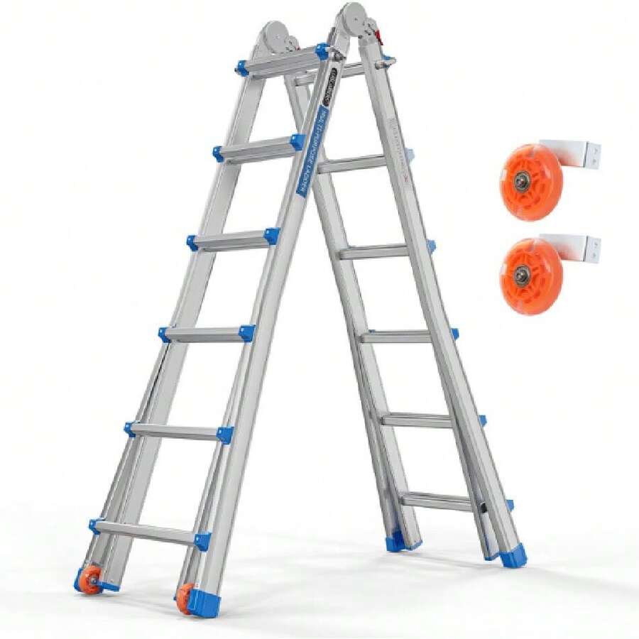 A Frame 6 Step Telescoping Ladder, 22 Ft Reach Height Muti Position ...