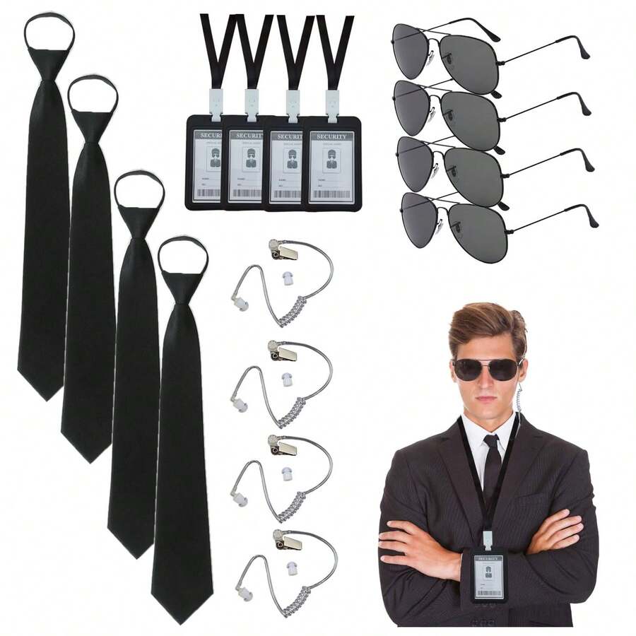 Secret Agent Costume Set, Includes Zipper Tie, Black Sunglasses ...