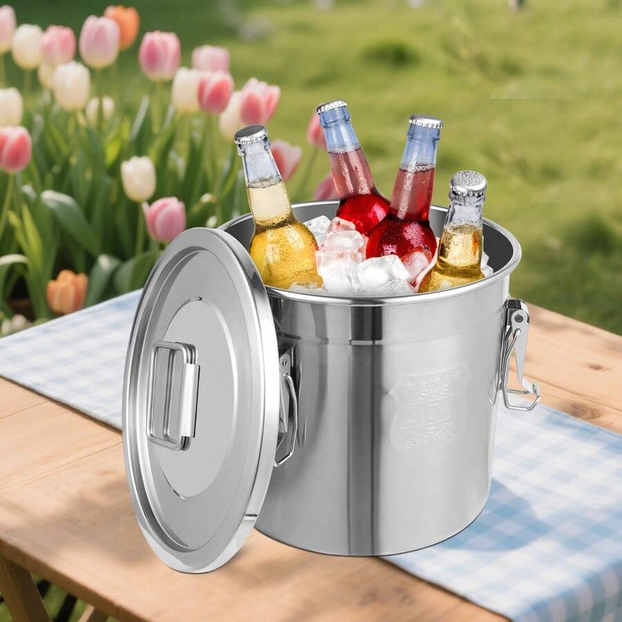 Stainless Steel Storage Bucket With Lid - 304/201 Stainless Steel Food ...