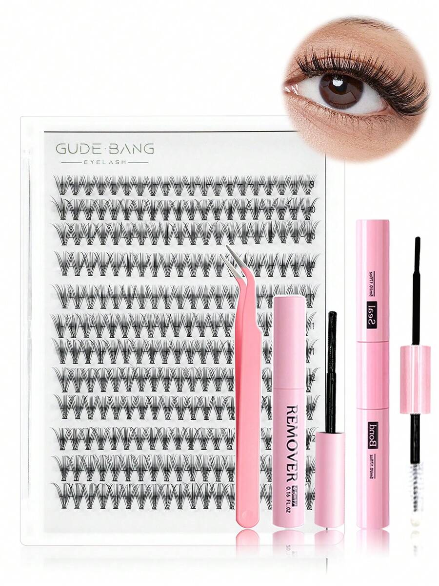 240pcs, D Curl, 20D DIY Eyelash Extension Kit Individual Lashes Cluster ...