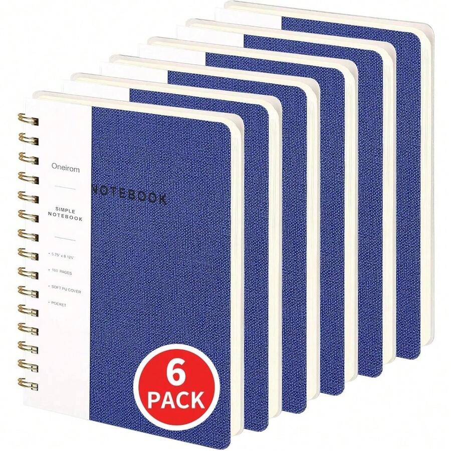 Spiral Notebook-5.75" X 8.125" College Ruled Journal With Inner Pockets ...