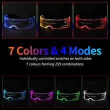 Gafas con visera LED de 7 colores y 4 modos, gafas ciberpunk para ...
