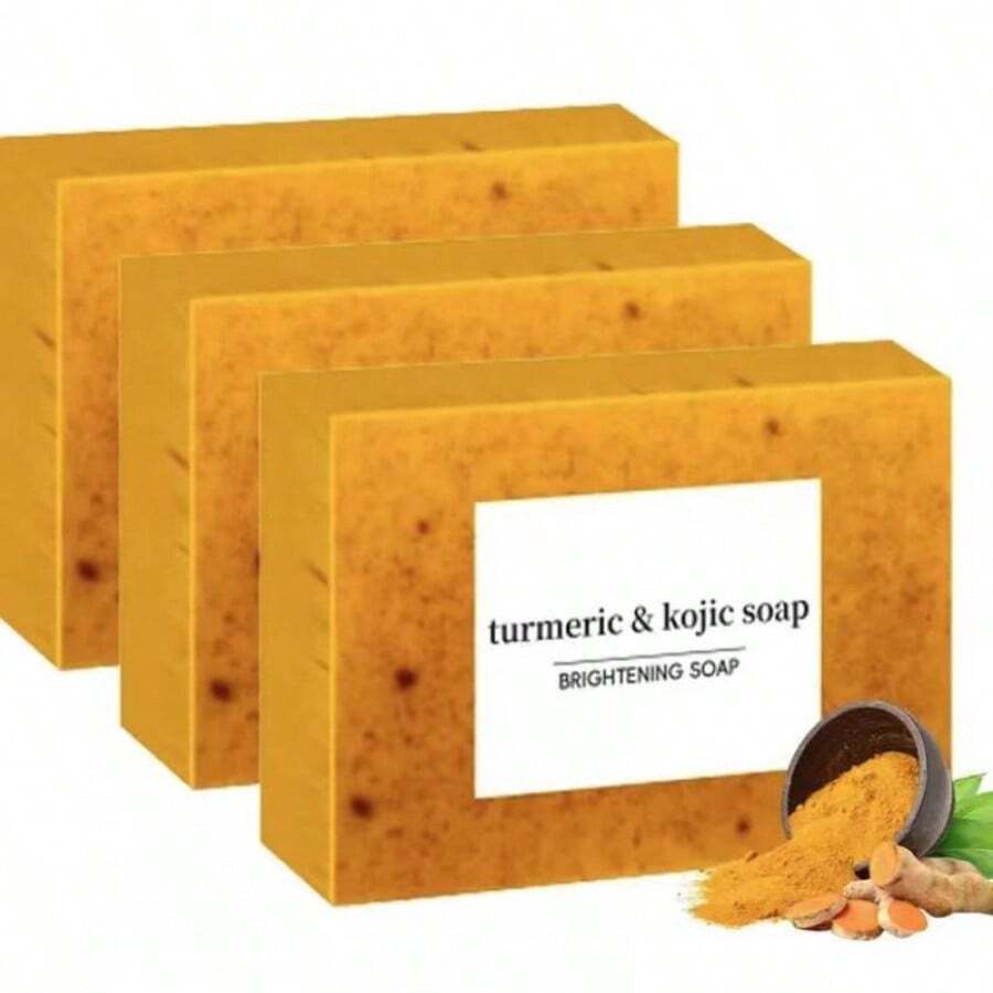 3PCS Turmeric & Kojic Brightening Soap,Soap Body Care Body Wash Lemon ...