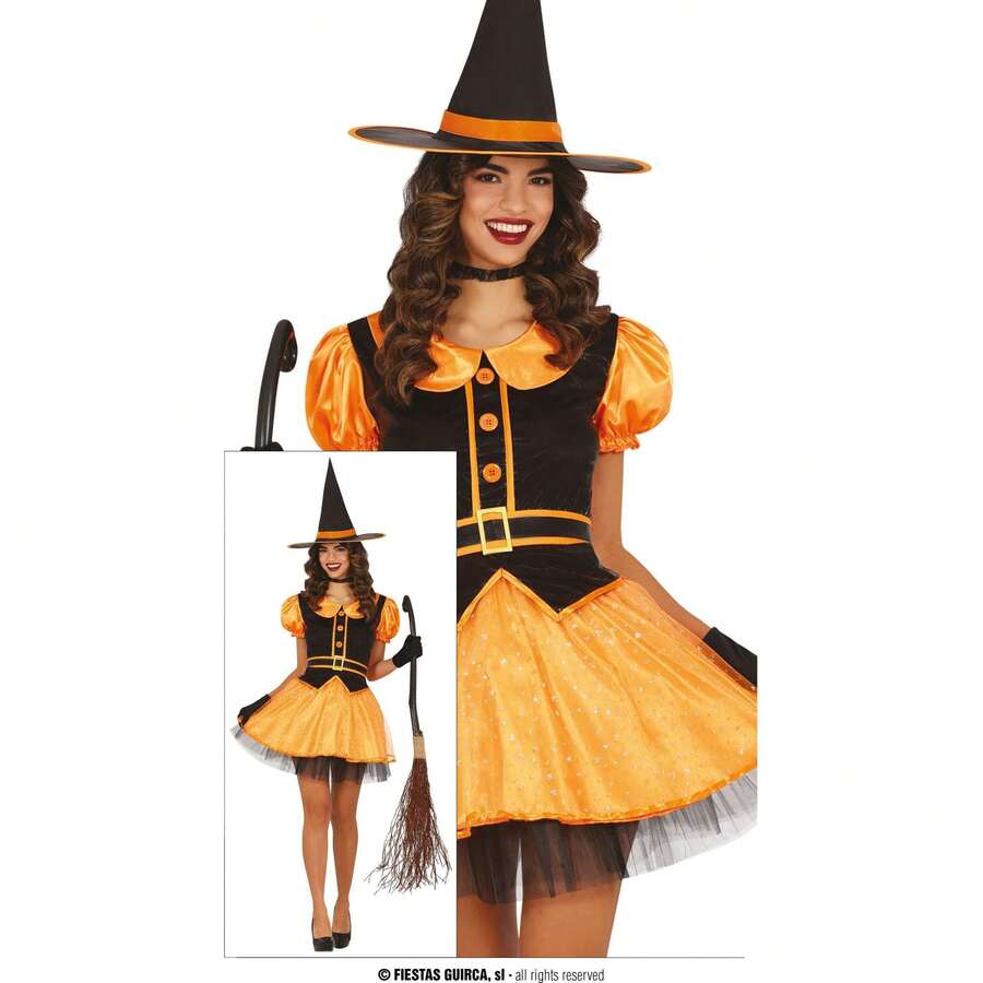 Fiestas Guirca Disfraz de Bruja Naranja para Adultos en Estilo ...