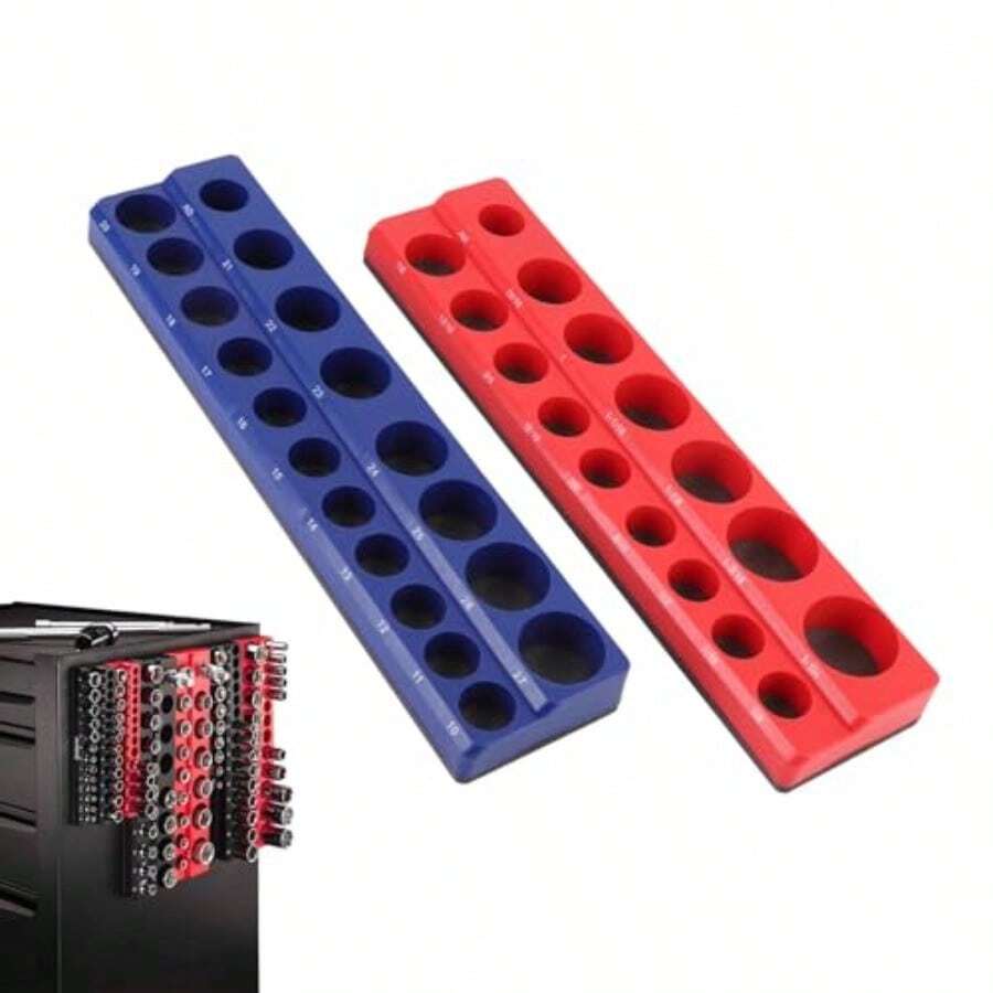 Magnetic Socket Organizer Set 2 Piece 1/2 Inch Drive Metric And SAE ...