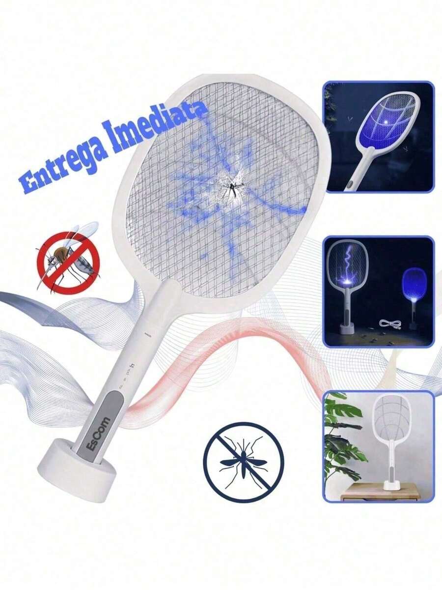 Electric Mosquito/Fly Trap Racket Dengue UV Light Rechargeable Base ...