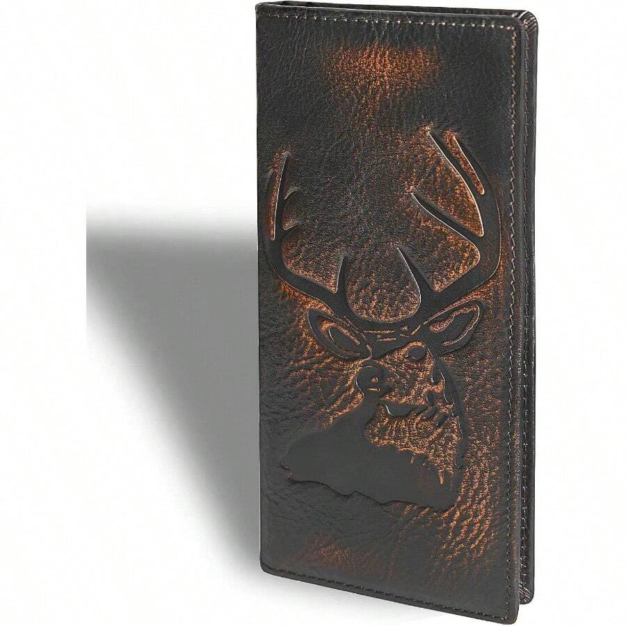 Deer Long Wallet Men Full Grain Leather With Hand Burnished Rfid ...