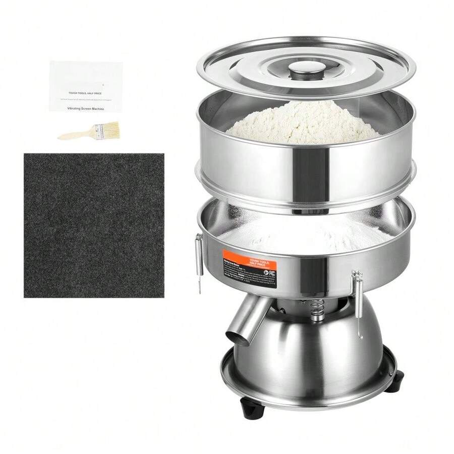 Automatic Electric Vibrating Sieve - 45W Stainless Steel Powder Sifter ...
