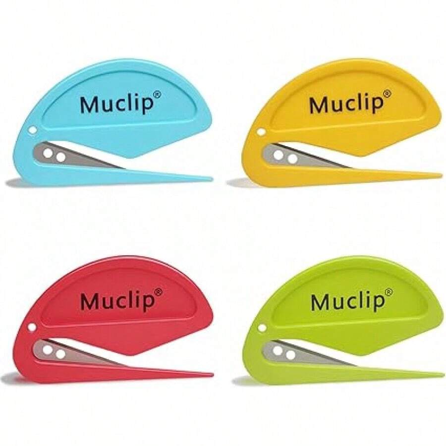 4 Pack Letter Opener Envelope Slitter - Ergonomic ABS Grip, Hidden ...