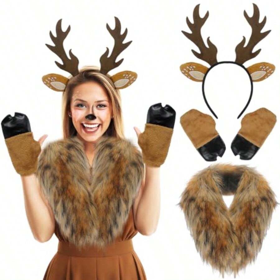 JenPen 3 Pcs Halloween Deer Costume Accessories For Women Reindeer ...