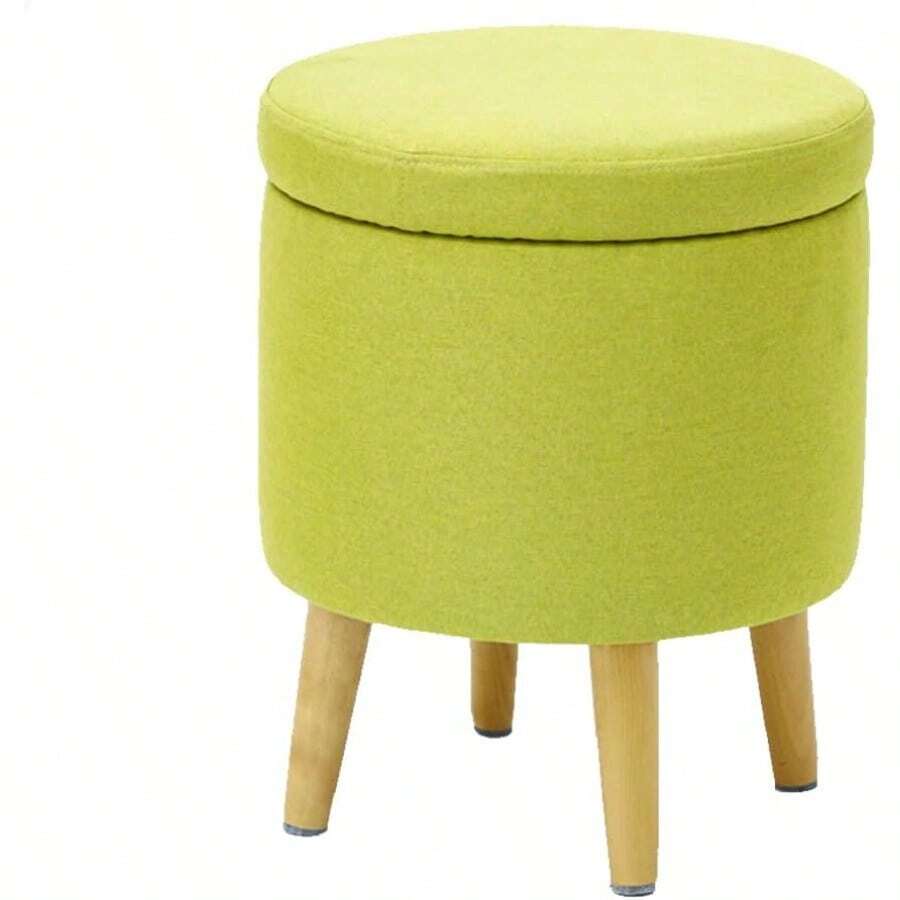 Round Storage OttomanStorage Stool Round Upholstered Footstool Change ...