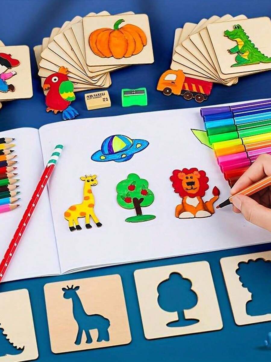 20/40/60pcs Wooden DIY Drawing Template Set - Versatile Drawing Tool ...