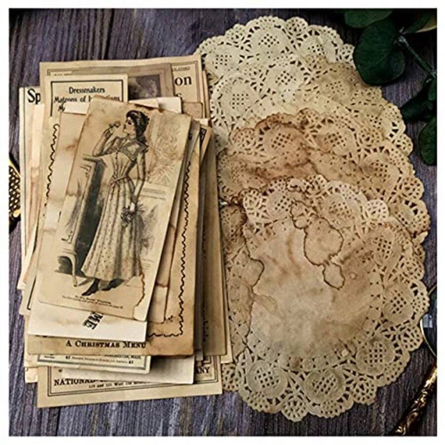 Vintage Junk Journal Supplies Coffee Dyed Decoupage Paper For Scrapbook ...