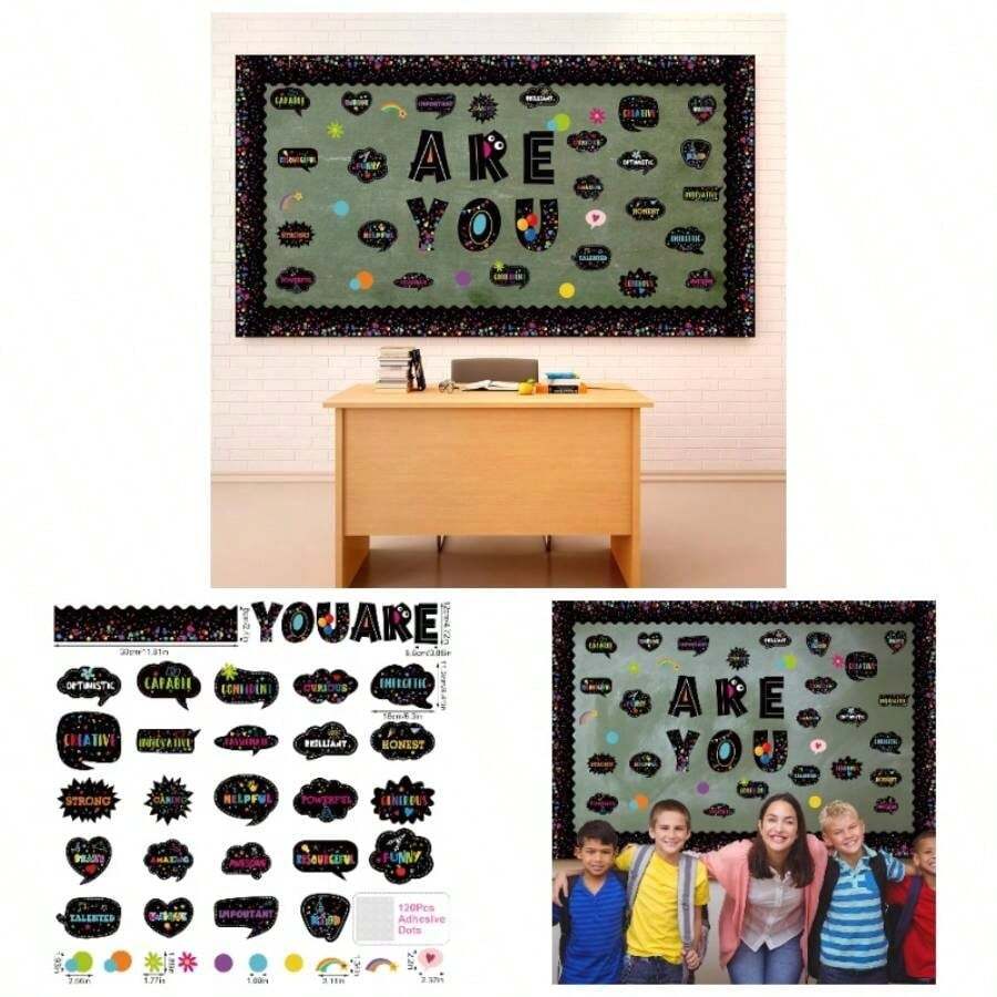 53 Pcs Confetti Affirmation Station Bulletin Board Set Classroom ...