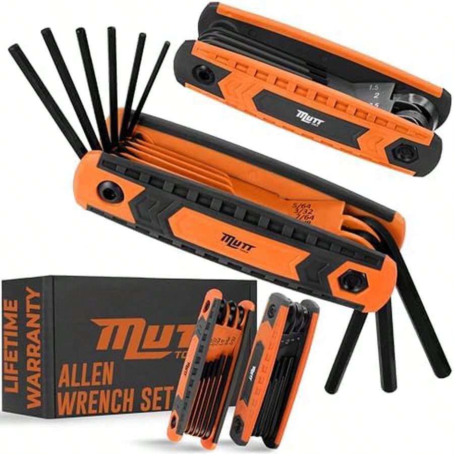 17pc Folding Allen Key Set - SAE & Metric Hex Wrench Set With Color ...