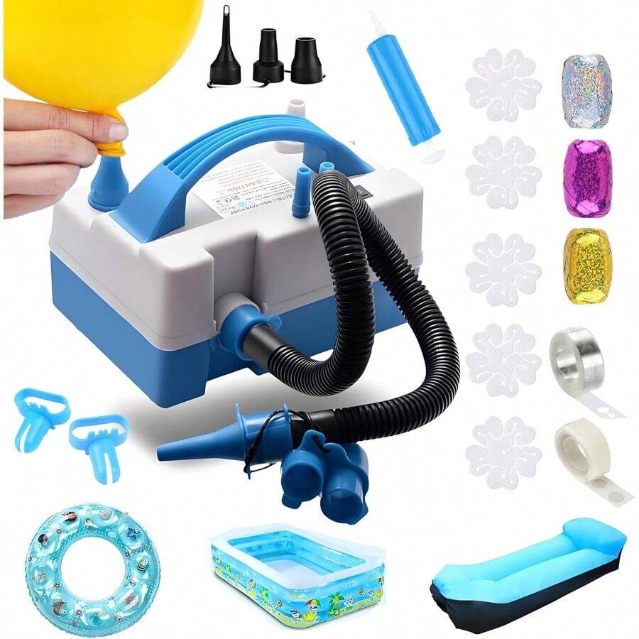 Electric Air Pump Portable Dual Nozzle Balloon Inflator With Purpose ...