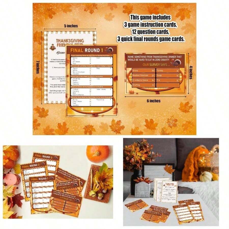 Thanksgiving Friendly Feud Game, Friendly Feud Quiz, Shower Game Cards ...