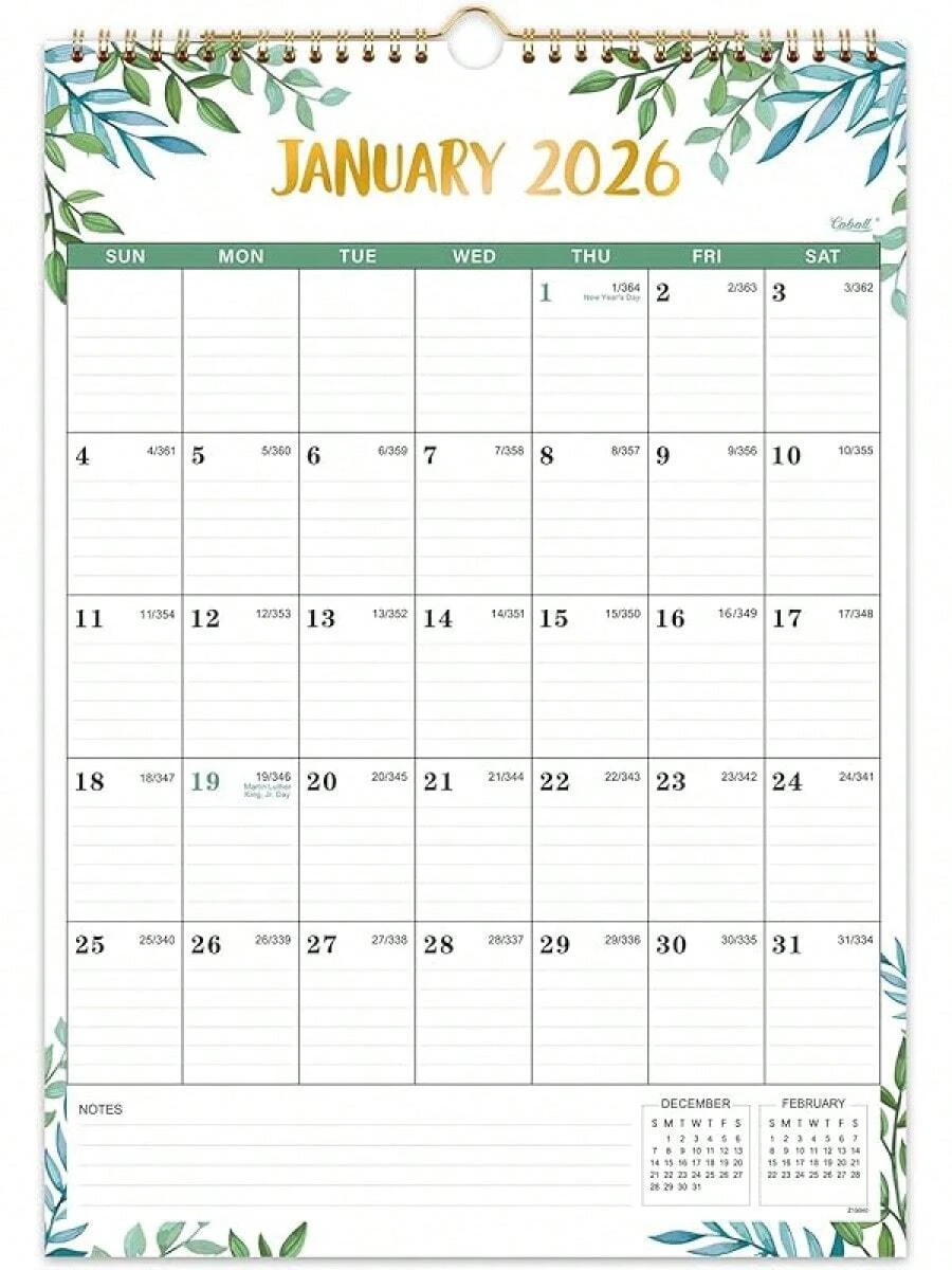 2026 Calendar - 2026 Wall Calendar Vertical, January 2026 - December ...
