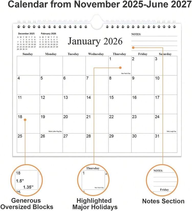 2026 Calendar - 20 Months Calendar 2026 From November 2025 To June 2027 ...