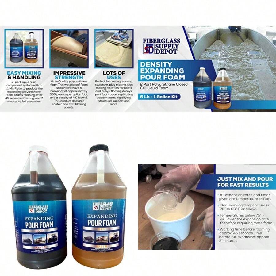 6 Lb. Density Expanding Pour Foam 2 Part Polyurethane Closed Cell ...