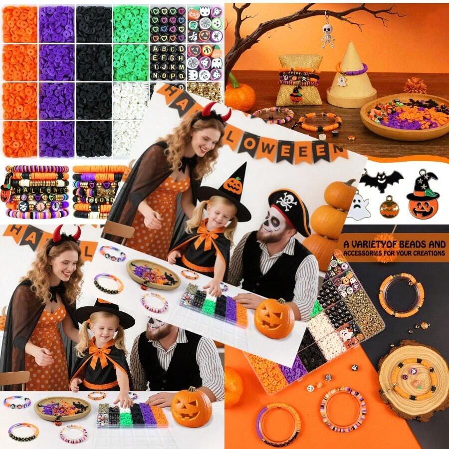 3000 Pcs Halloween Clay Beads For Bracelet Making Kit Halloween ...