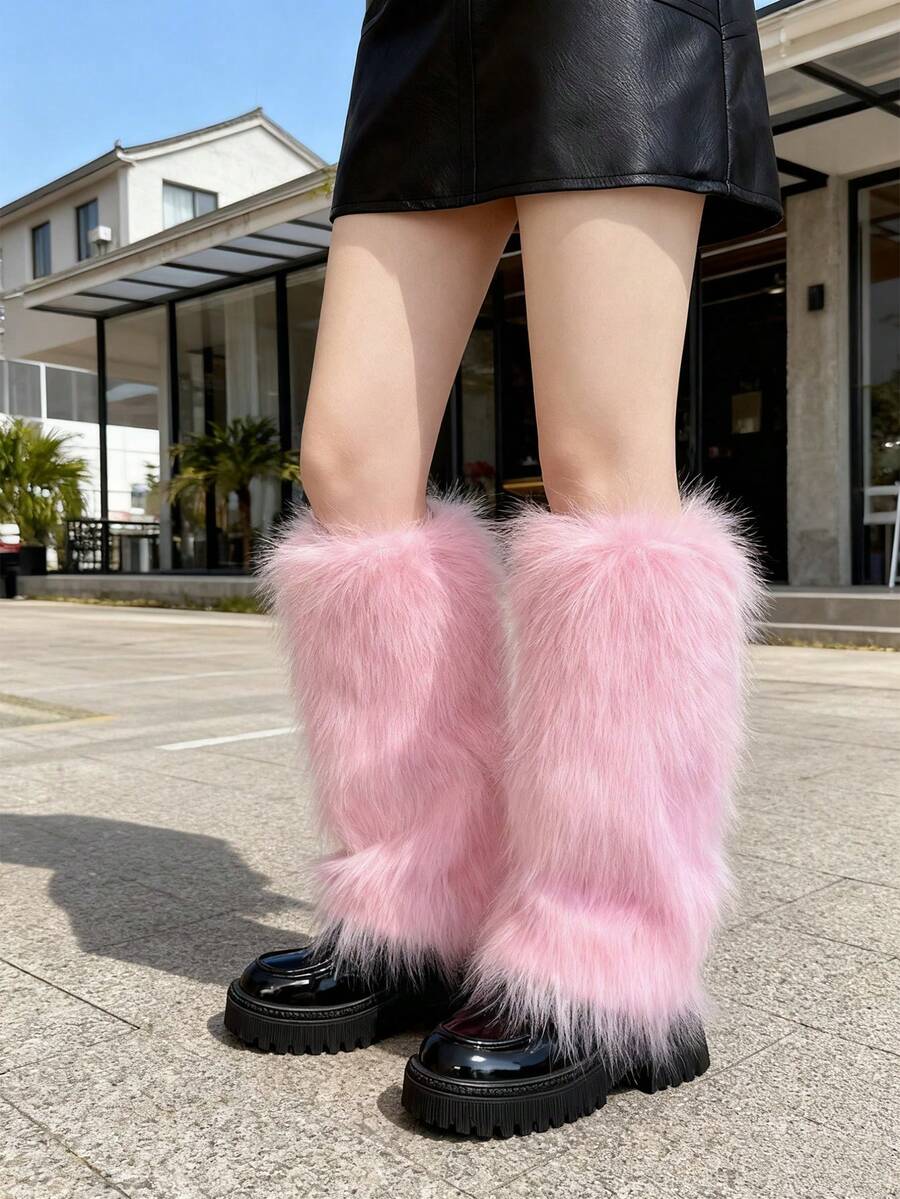 Women's Fuzzy Fur Leg Warmers - Winter Soft Fluffy Boot Cuffs, Perfect ...