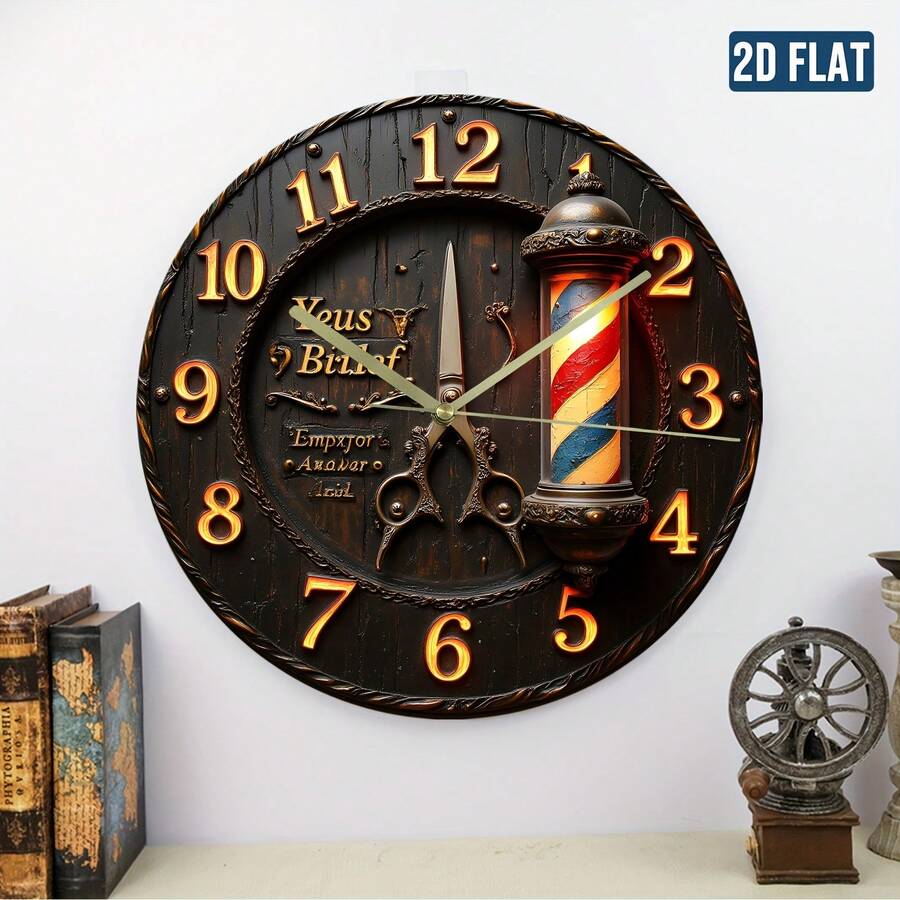 [Vintage Barber Shop Clock] Vintage Retro Barber Shop Wall Clock ...