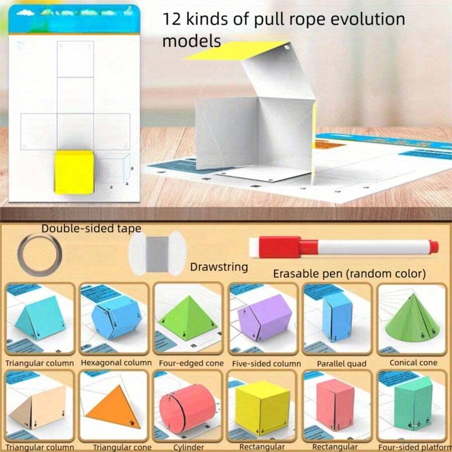 12 Types Of 3D Geometric Shapes, Origami Pull Cord Style, 3D Modeling ...