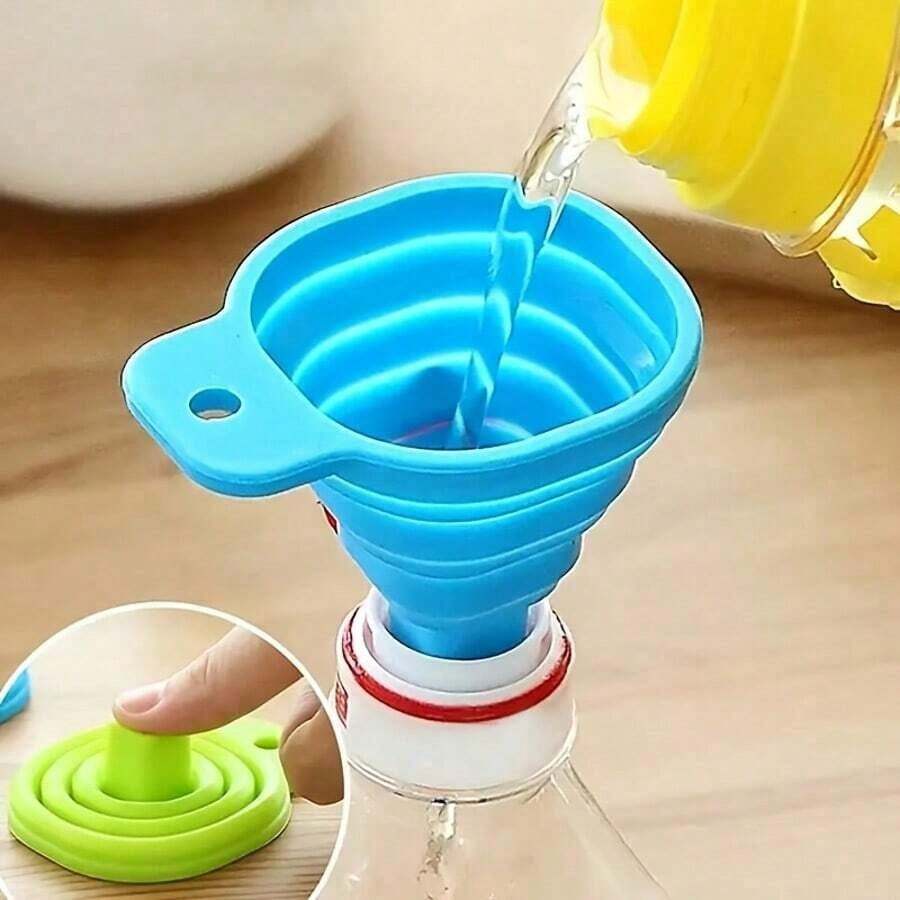 1pc FlexiFunnel Collapsible Silicone Funnel - Flexible & Space-Saving Design For Kitchen ...