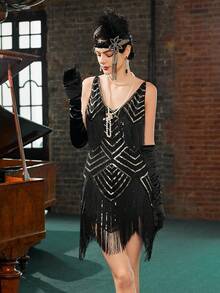 Womens 1920s Flapper Dress,Great Gatsby Fringe Cocktail Dress With 20s ...