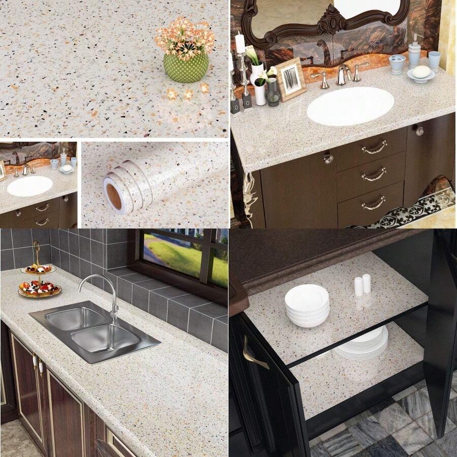 Waterproof Contact Paper Granite Gold Peel And Stick Countertops ...