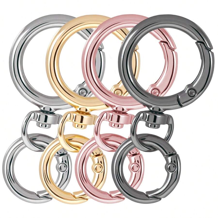 5/10/20pcs Metal Swivel Keychain Rings, Round Spring Clips, Carabiner ...
